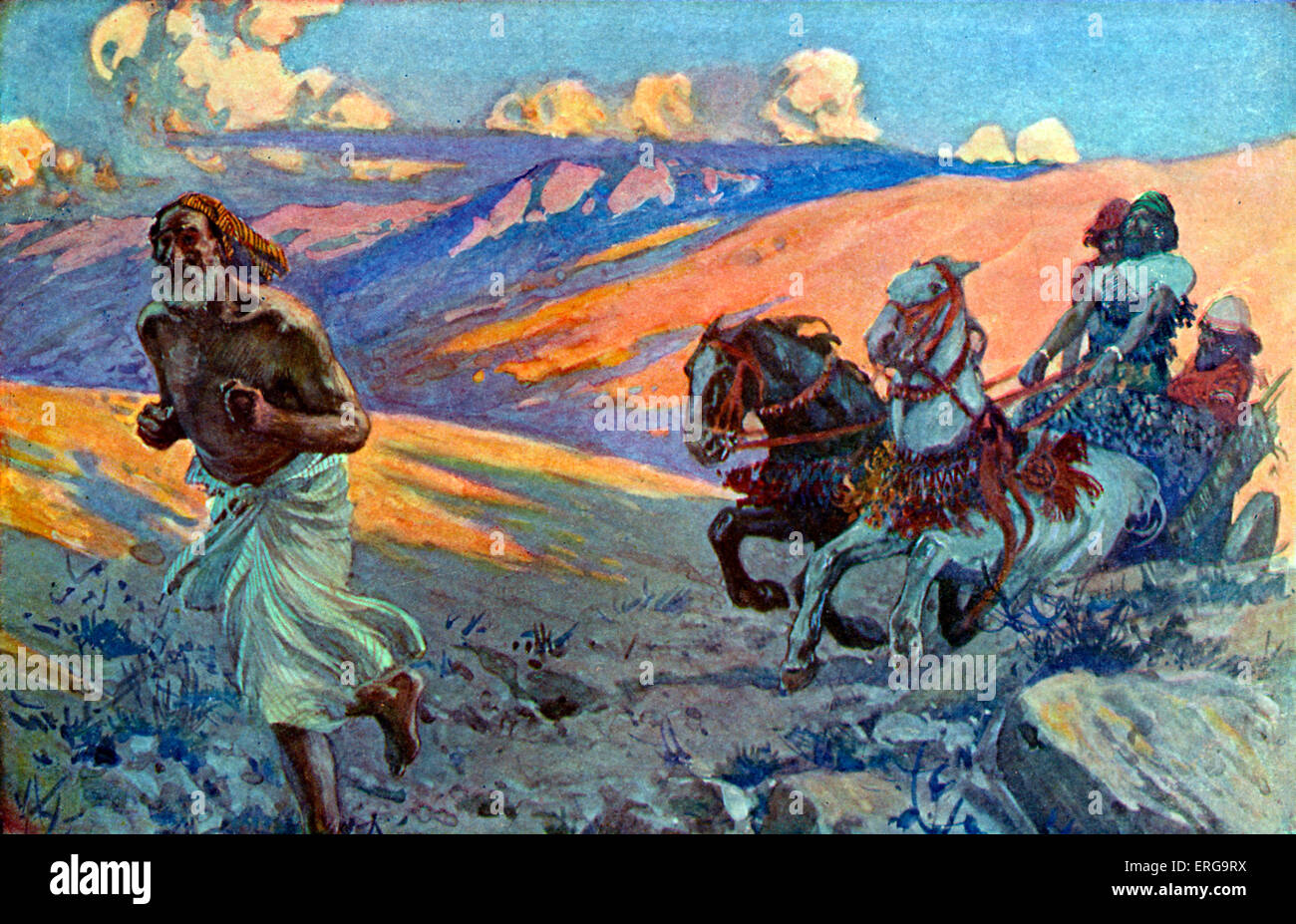 Elie s'exécute avant que le char d'Achab par J James Tissot ...