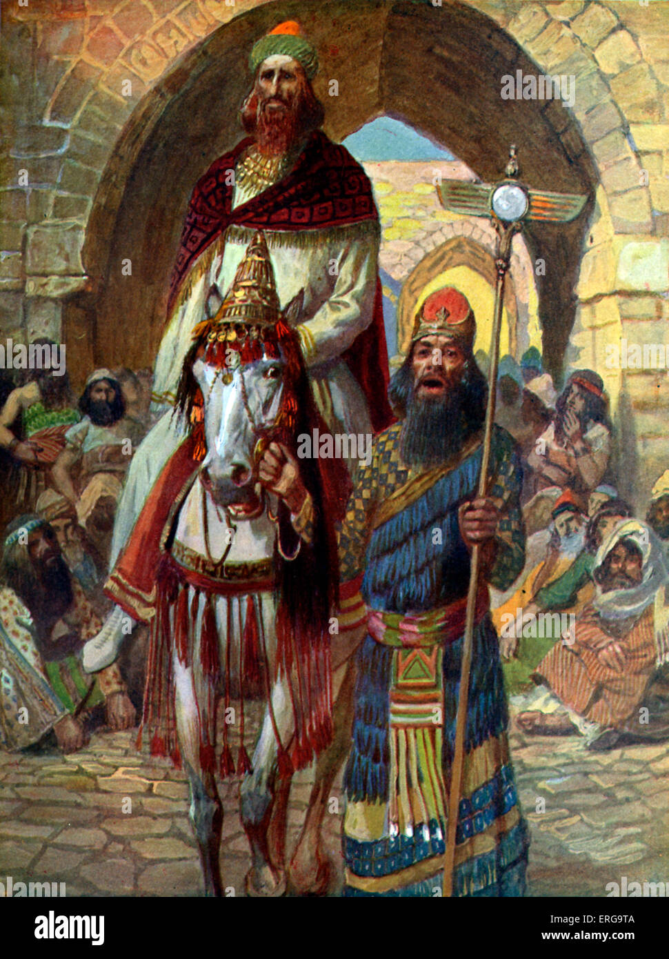 Le Triomphe de Mardochée par J James Tissot. Illustration pour Livre d ...