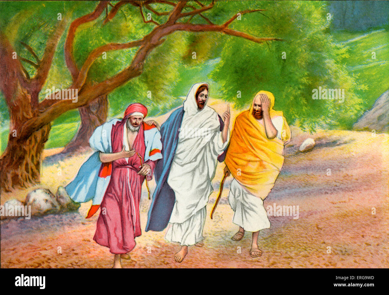 Jésus avec deux amis - après l'illustration par J James Tissot. Après ...