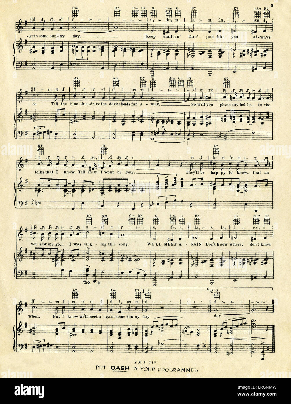 Partition de musique vera lynn Banque de photographies et d’images à ...