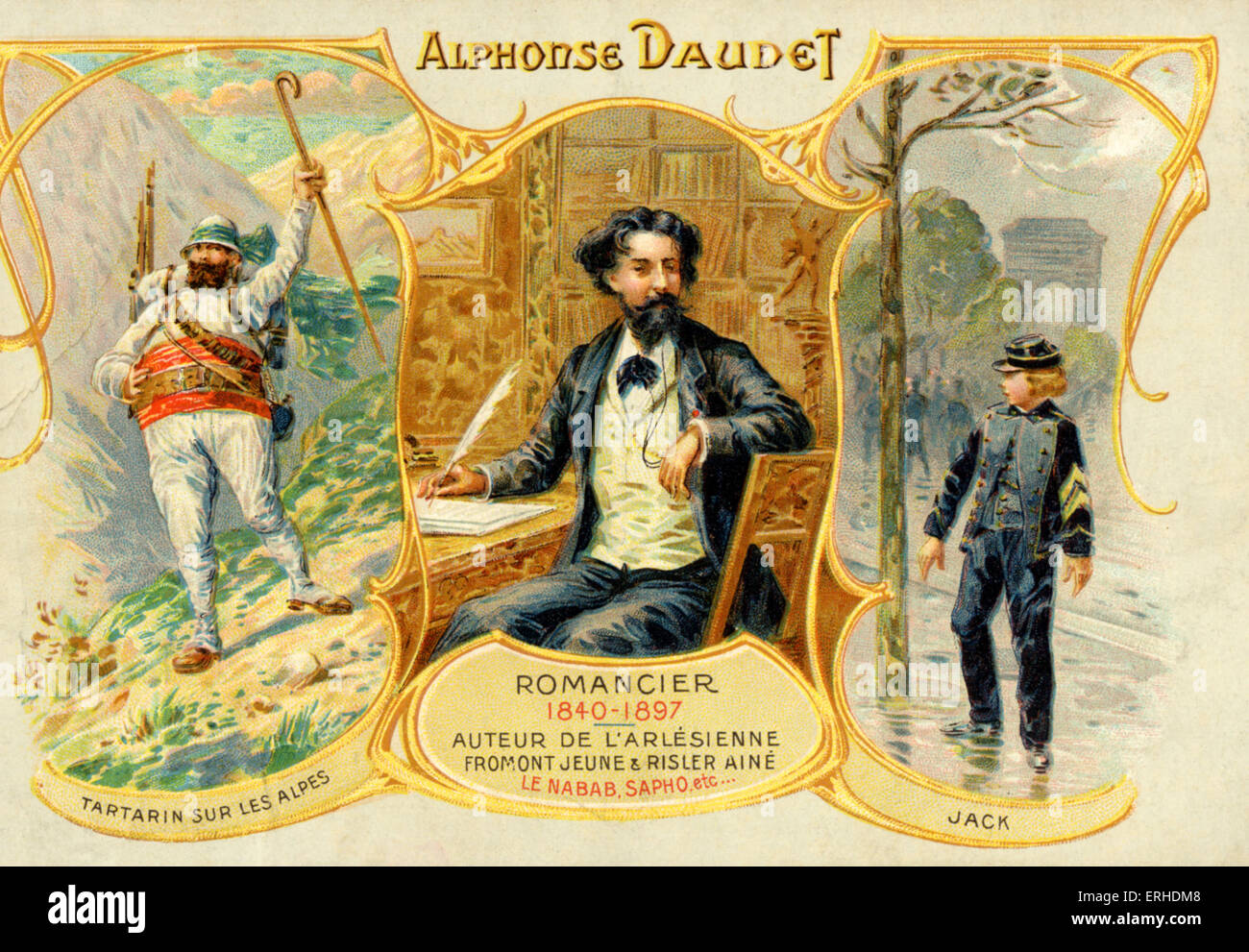 Alphonse Daudet - portrait illustré montrant les personnages de ses ...