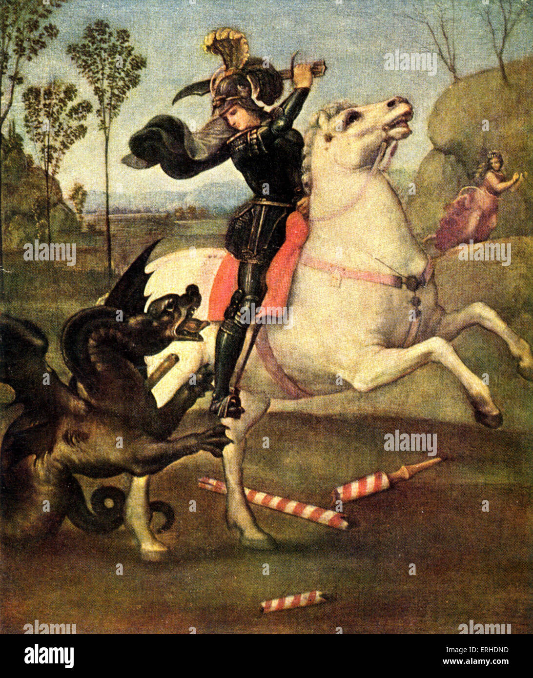 Saint George et le dragon. Peinture de Santi (Raffaelli), également ...