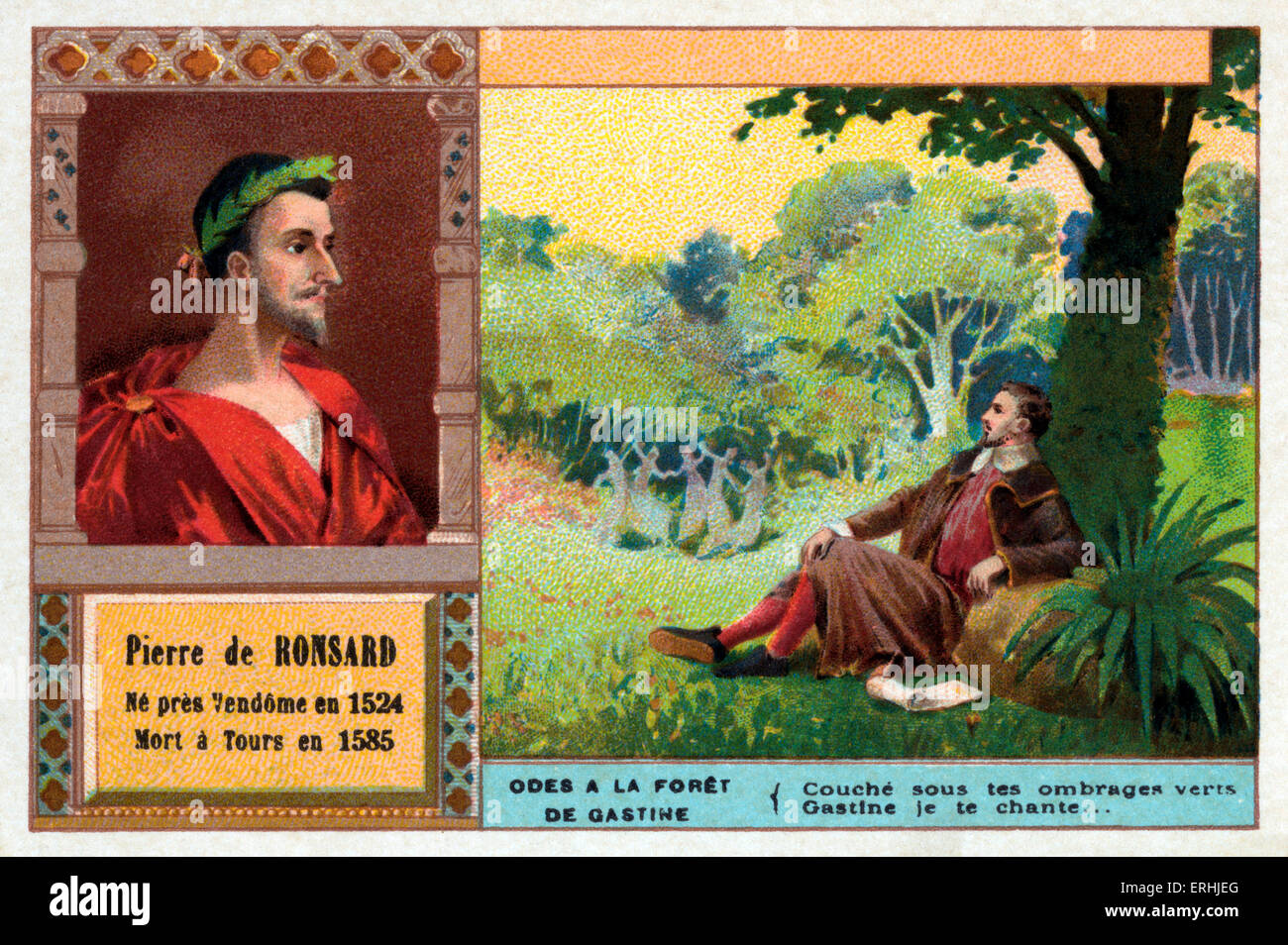 Pierre de Ronsard - portrait. Poète français. Illustration de 'Odes à ...