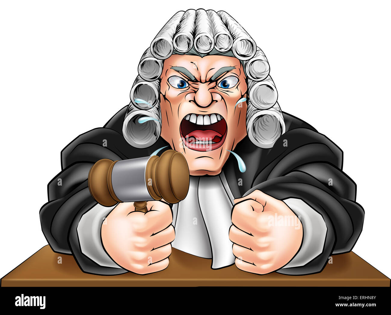 Une illustration d'un personnage de juge en colère Photo Stock - Alamy
