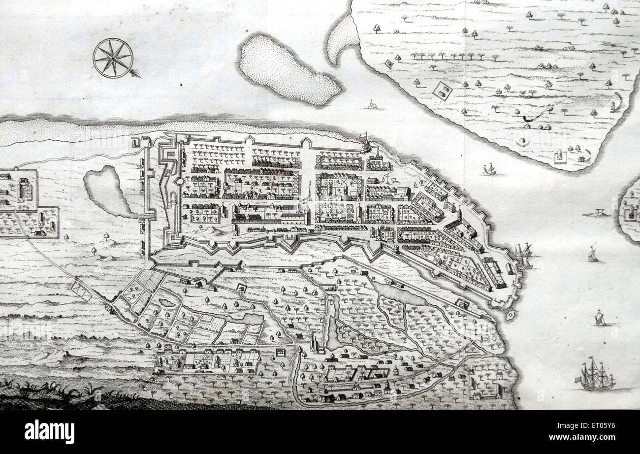 Carte de l'Inde ; plan de la ville de Cochin Kochi ; ; ; Inde Kerala ...