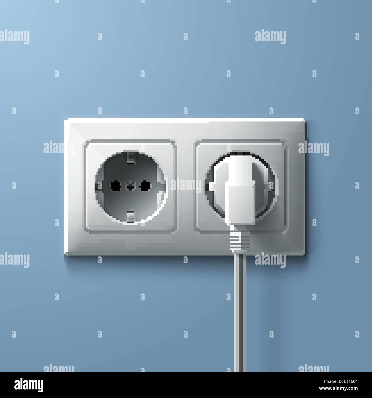 Fiche et prise électrique blanc sur bleu wall background. 10 ...