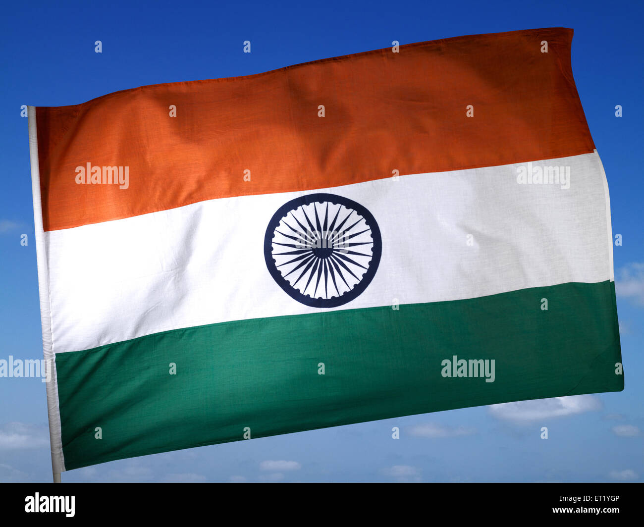 Drapeau indien, drapeau indien, tricolore, bande safran, bande blanche ...