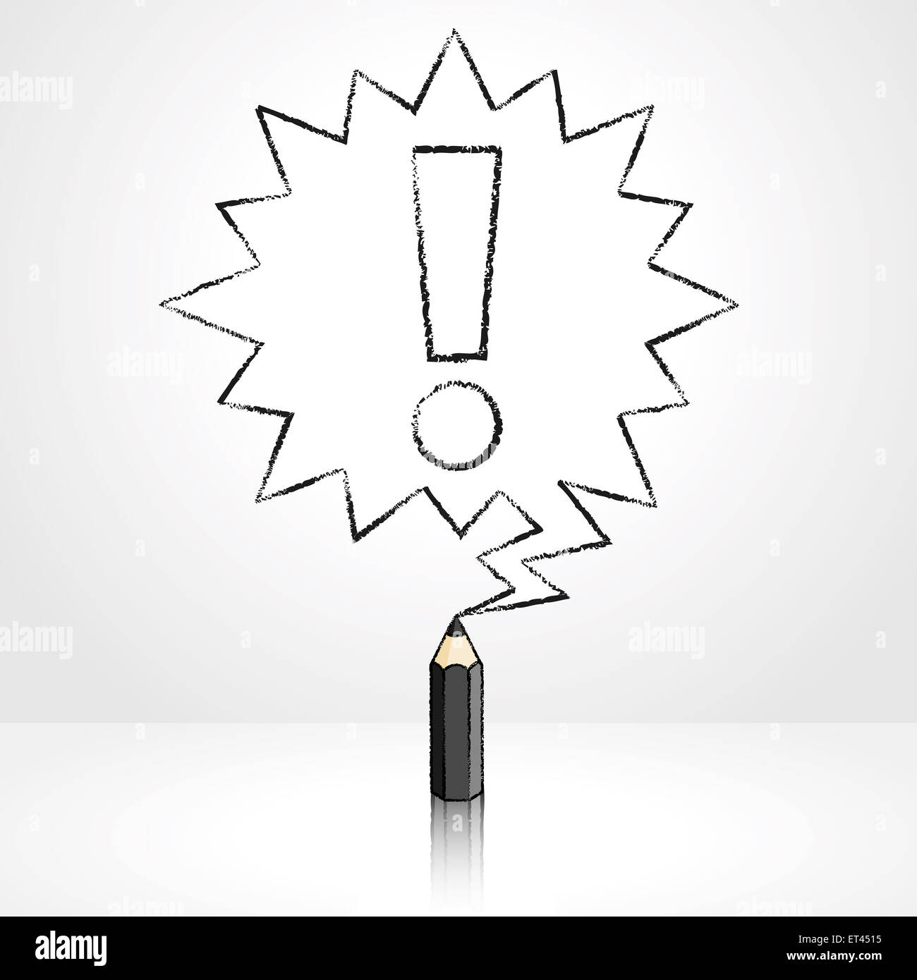 Dessin au crayon noir avec reflet d'exclamation fait Discours Starburst ...