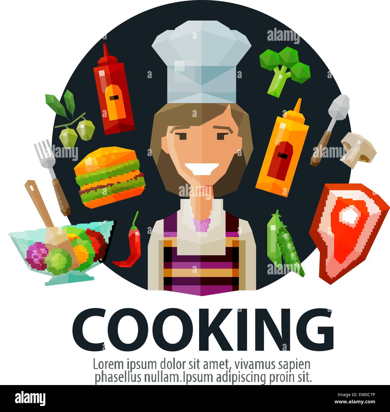 La cuisson logo vector modèle. La nourriture fraîche, cuisine ou ...