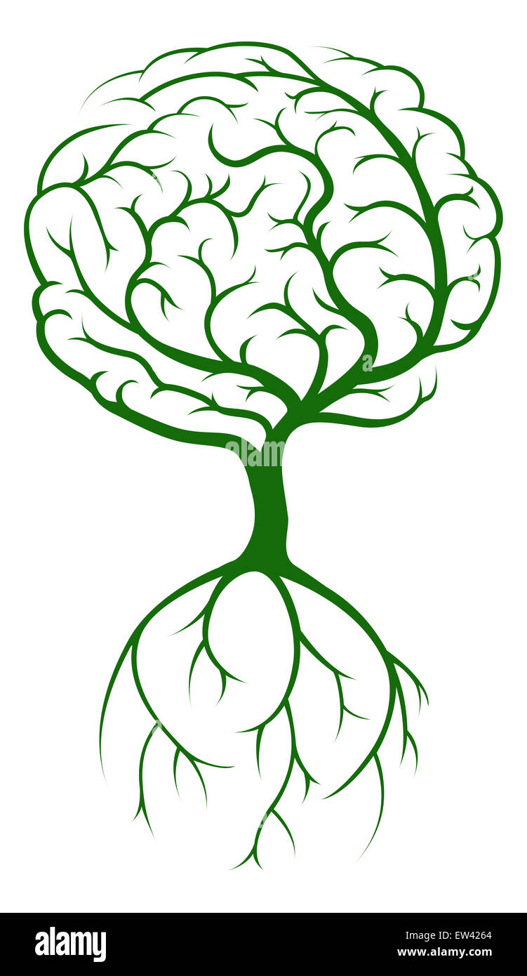 Arbre généalogique cerveau concept d'un arbre qui pousse dans la forme ...