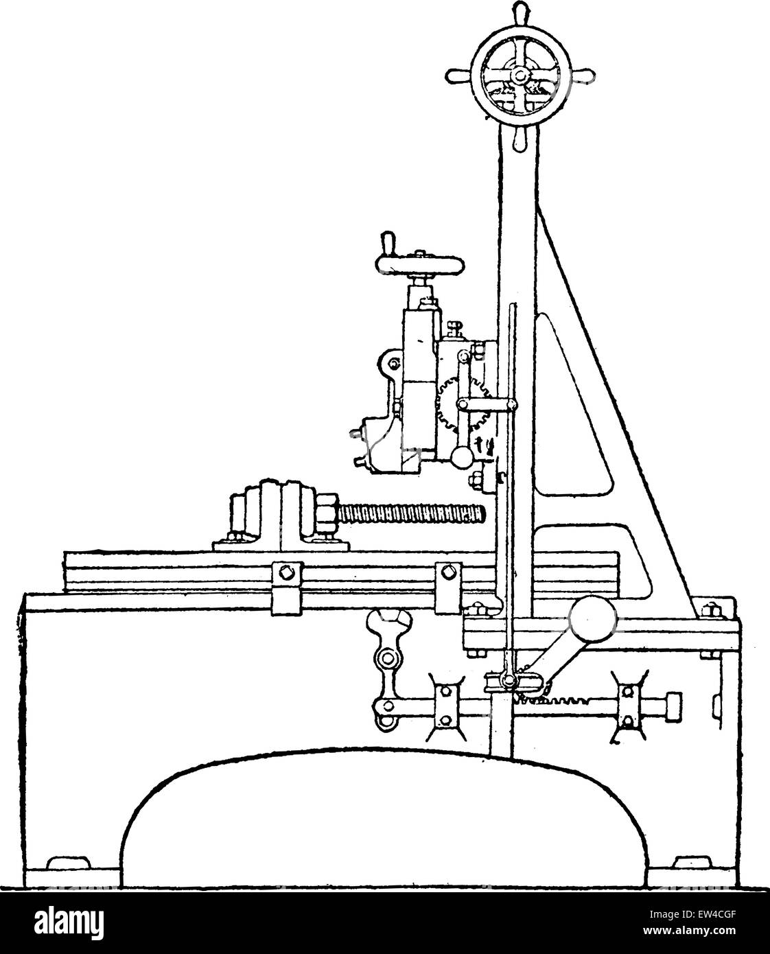 Vue longitudinale de rabotage, vintage engraved illustration ...