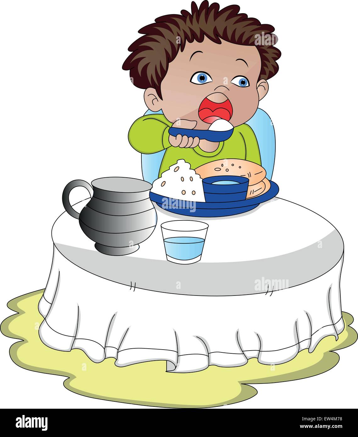 Cartoon illustration hungry boy Banque d'images vectorielles - Alamy