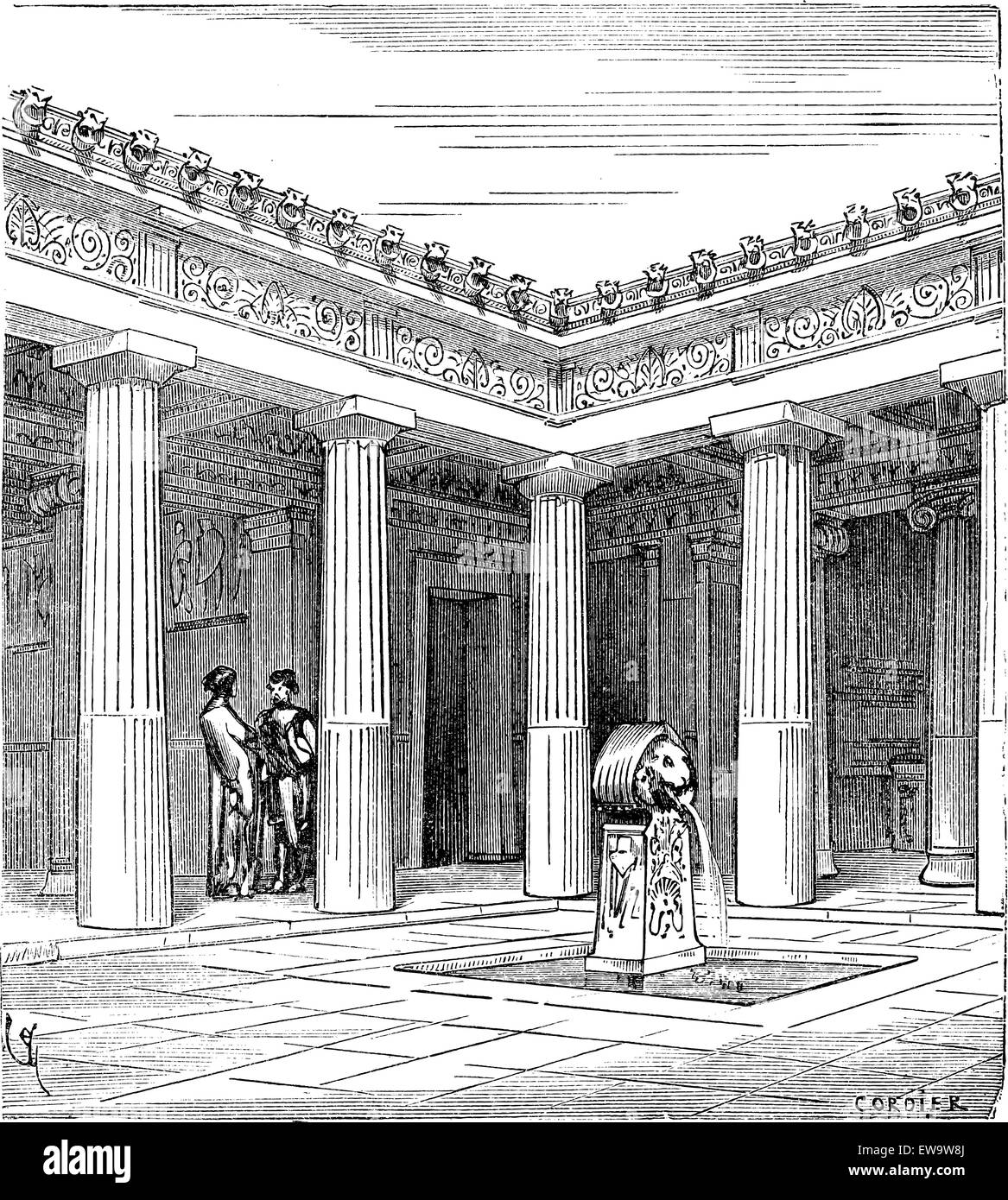 Atrium maison romaine compluvium Banque d'images vectorielles - Alamy