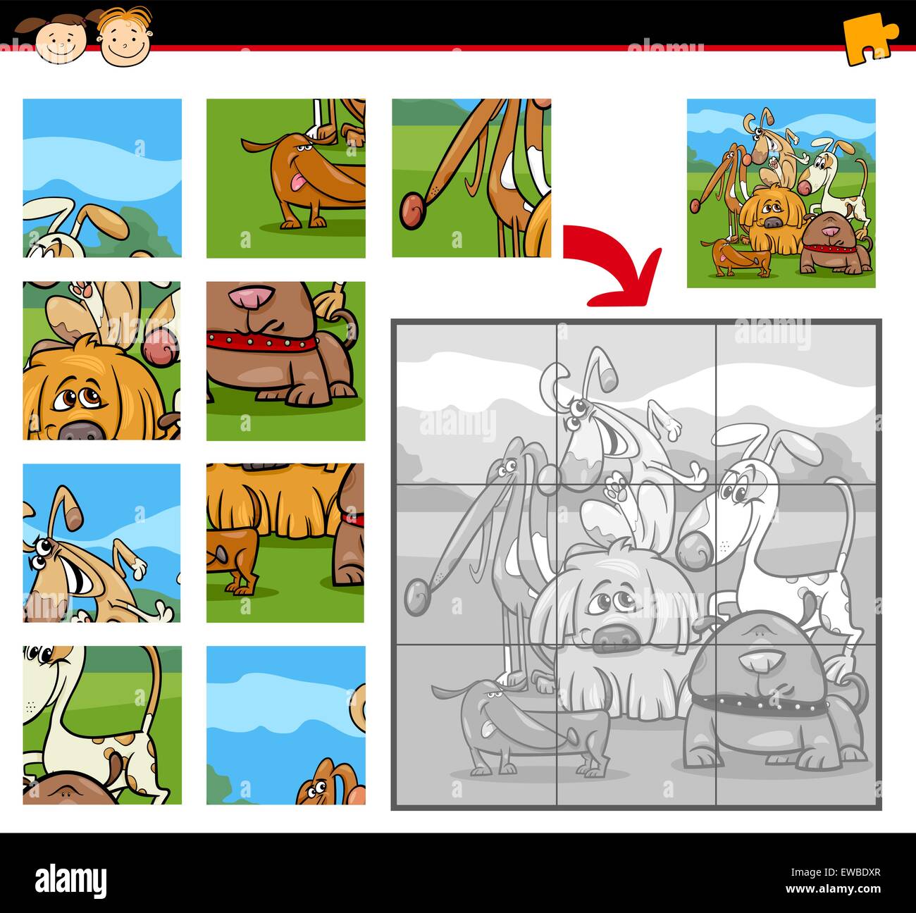 Cartoon Illustration de jeu de casse-tête de l'éducation d'enfants d ...