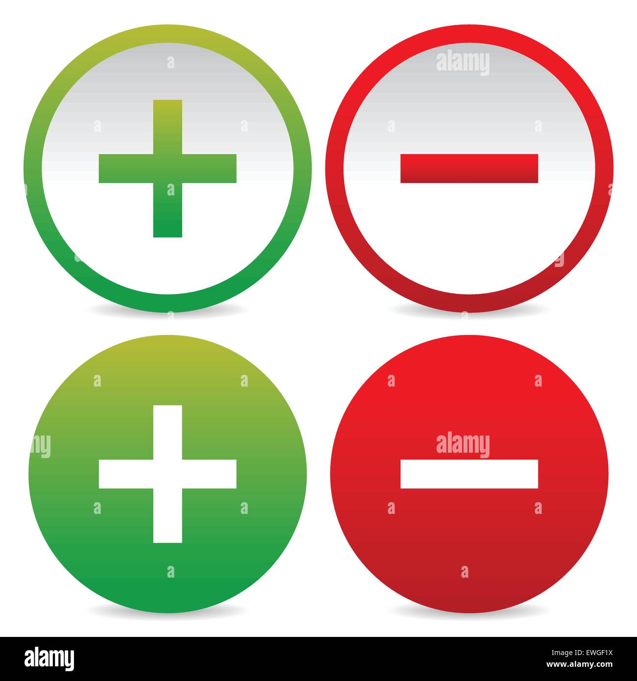 Signes Plus et moins, symboles, vector eps 10 Image Vectorielle Stock ...