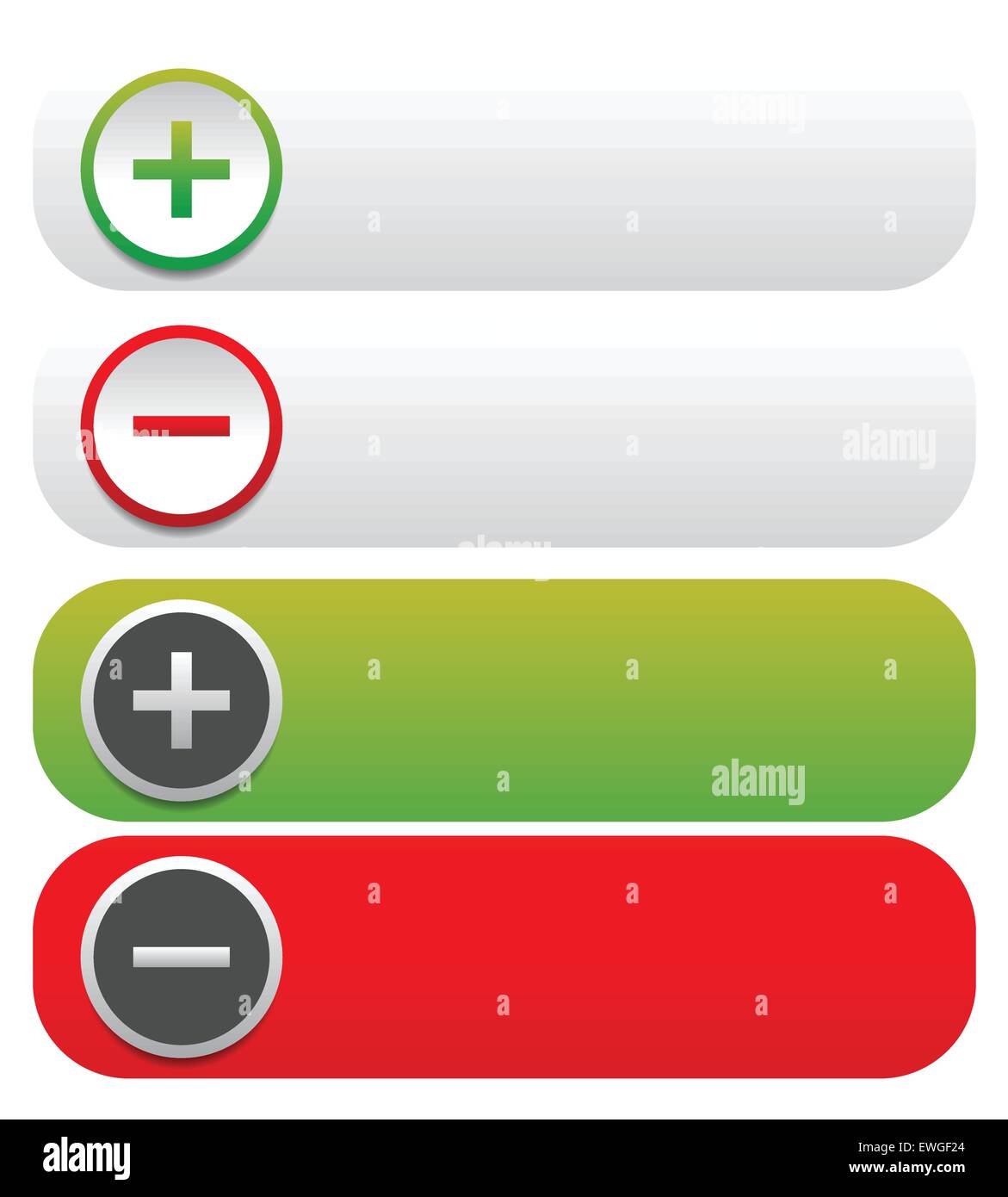Signes Plus et moins, symboles, vector eps 10 Image Vectorielle Stock ...