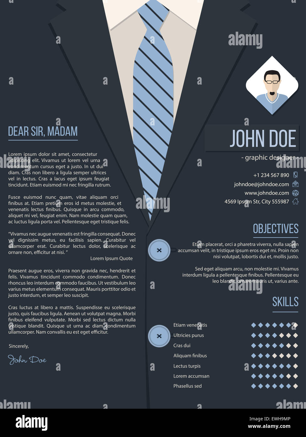 Cv cv lettre de Cool template design avec fond costume d'affaires Photo ...