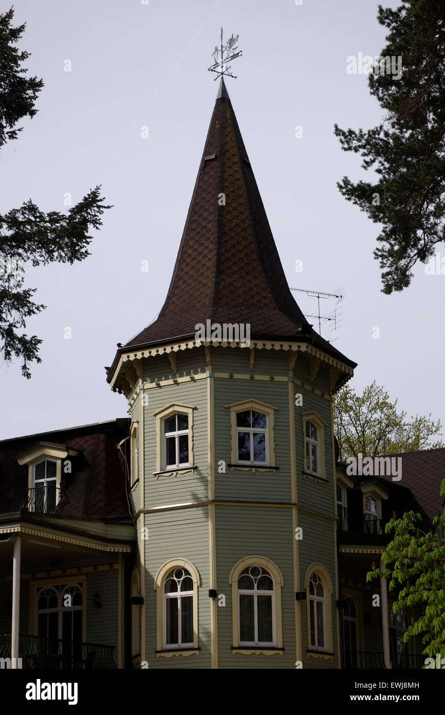 Une ancienne en bois, art nouveau Villa balnéaire de Jurmala Lettonie ...