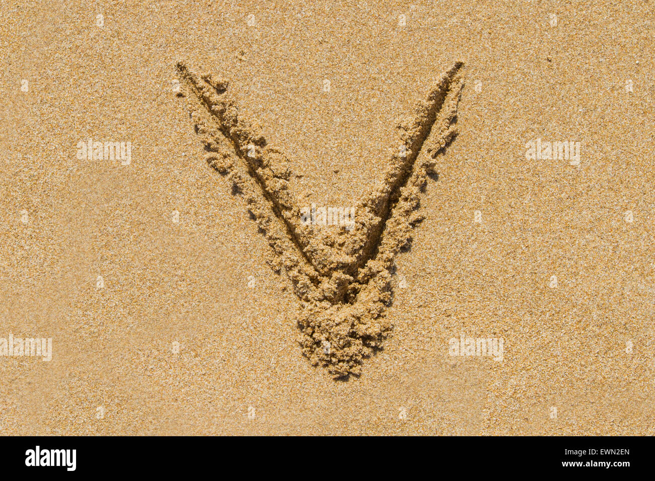 Lettre V de l'alphabet écrit sur le sable avec majuscule Photo Stock ...