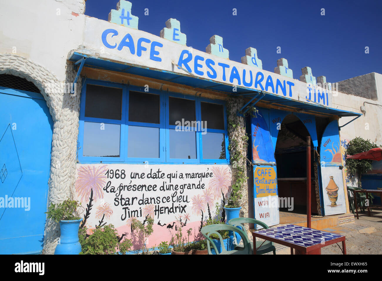 Café Restaurant Jimi Hendrix, à Diabat, les années 60 hippy ville, près ...