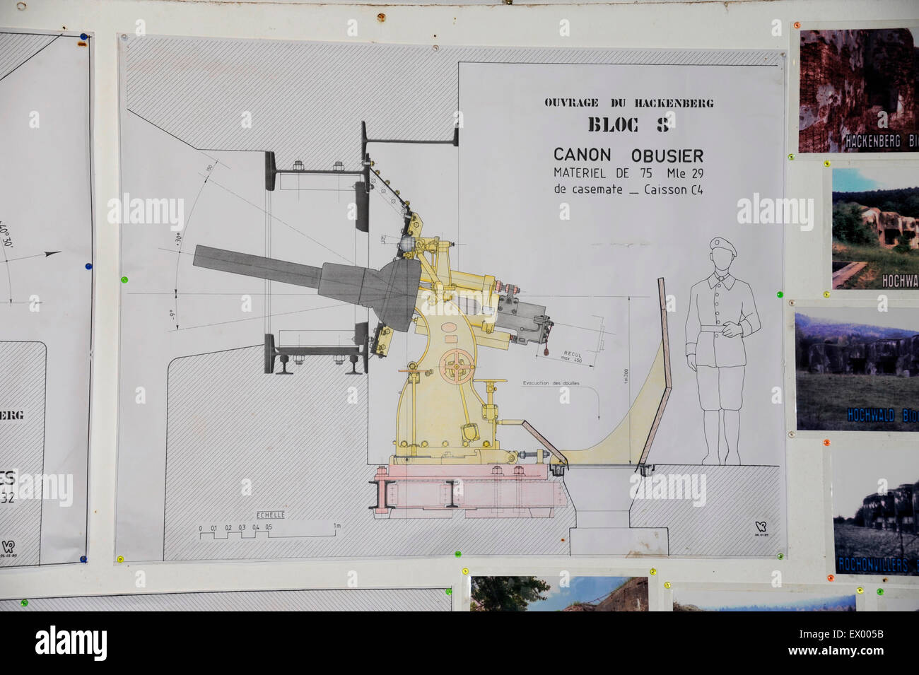 Ouvrage Hackenberg,plan d'artillerie 75 obusier, cannon,Ligne Maginot ...
