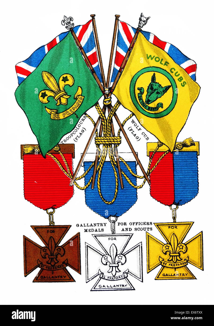 Insignes Scout à partir d'une illustration de livre de 1938 Photo Stock ...