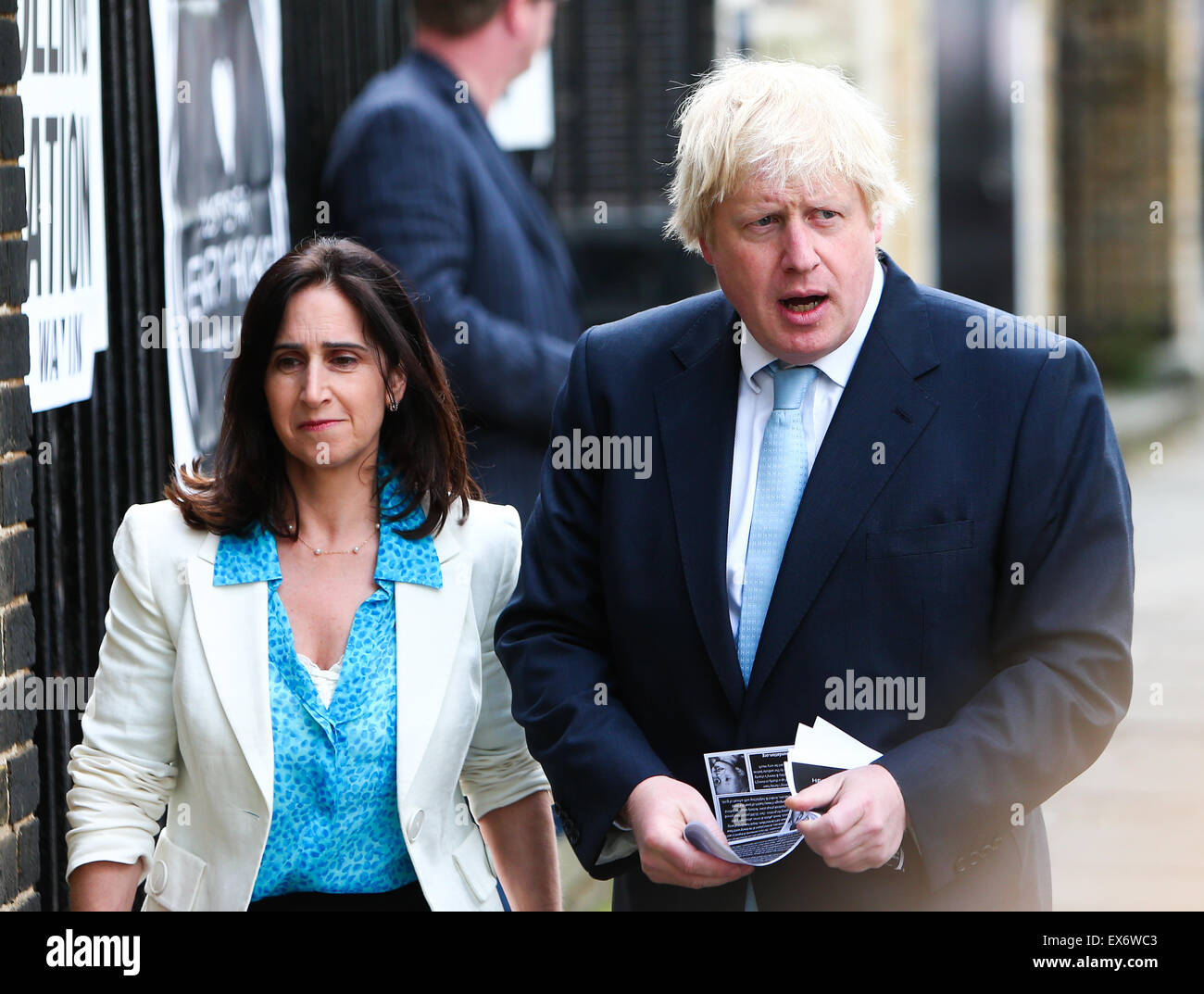 Boris Johnson et sa femme Marina Wheeler assister à une école locale d ...