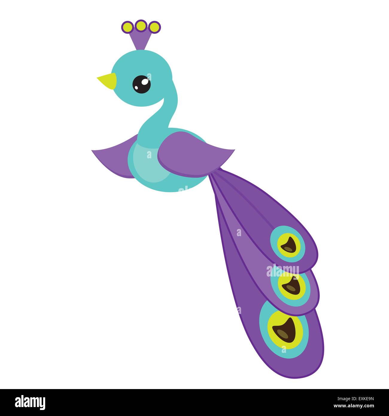 Oiseau paon,colorés,mignon,,funny cartoon,,illustration,isolé,vector ...