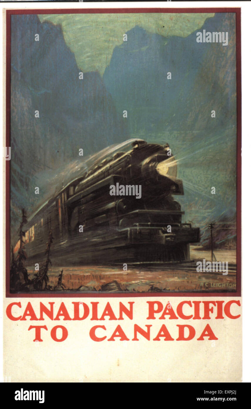 Années 1920, le Canada affiche le chemin de fer Canadien Pacifique ...