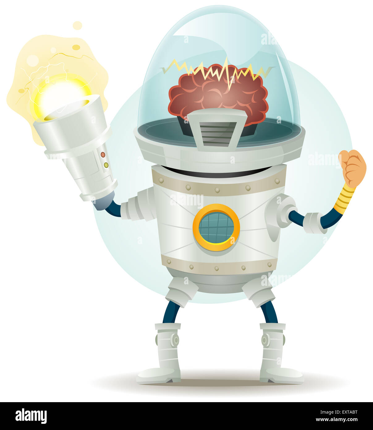 Illustration d'un drôle de super-héros de dessin animé de scifi droid ...