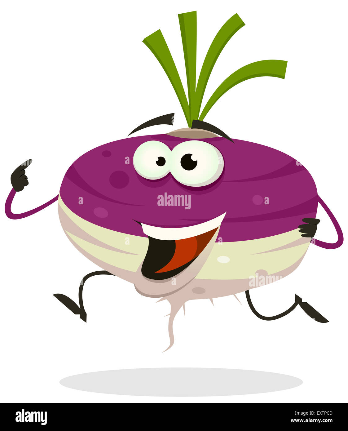 Illustration d'un drôle de dessin animé heureux ou légumes navet radis ...