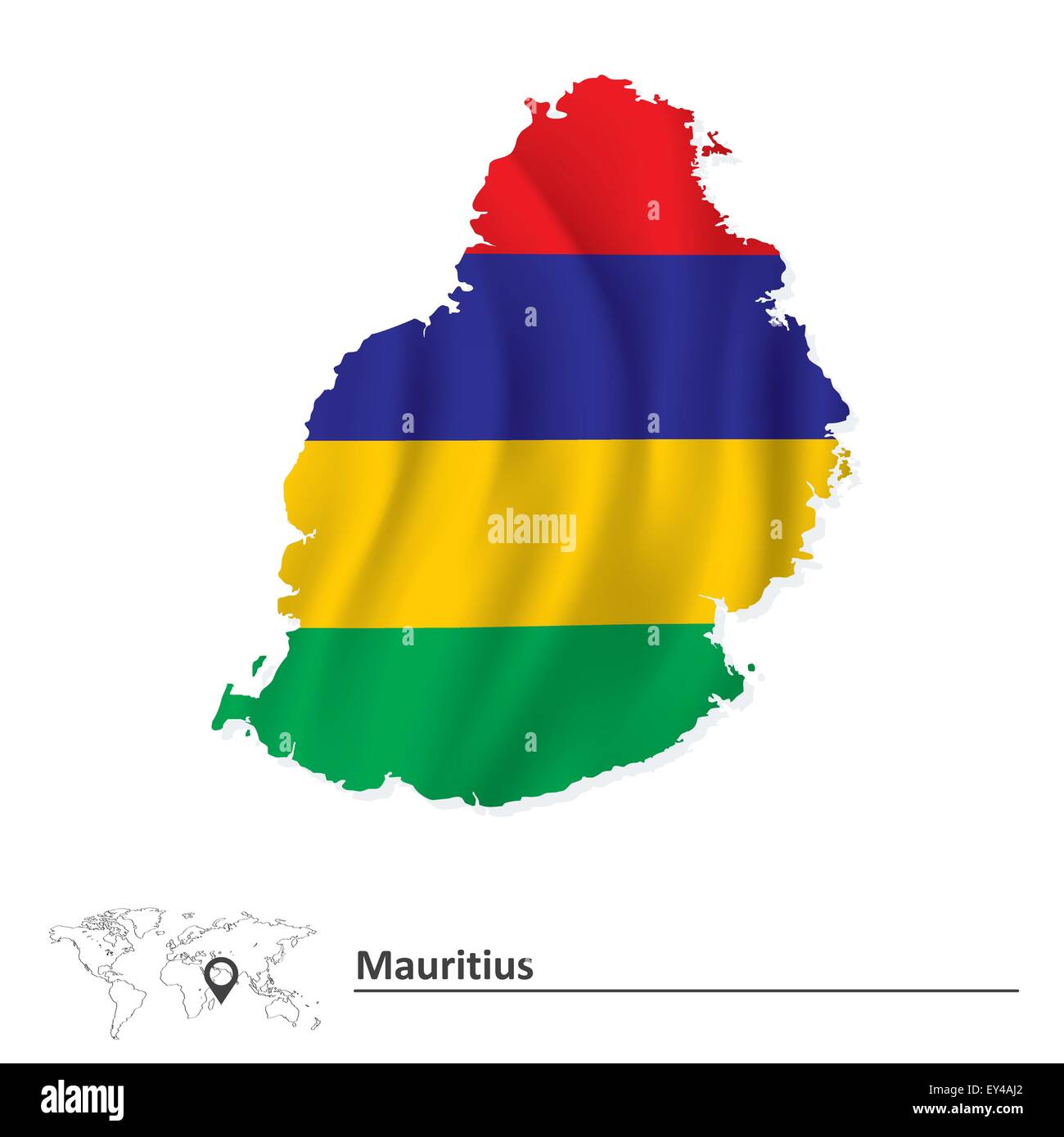 Carte de l'île Maurice avec drapeau - vector illustration Image ...