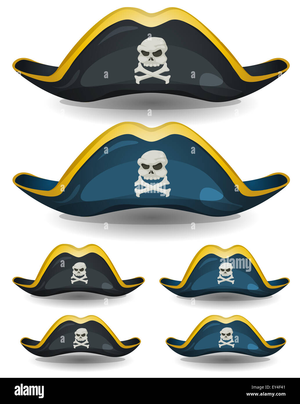 Illustration d'une série de dessin animé pirate ou corsair hat avec ...