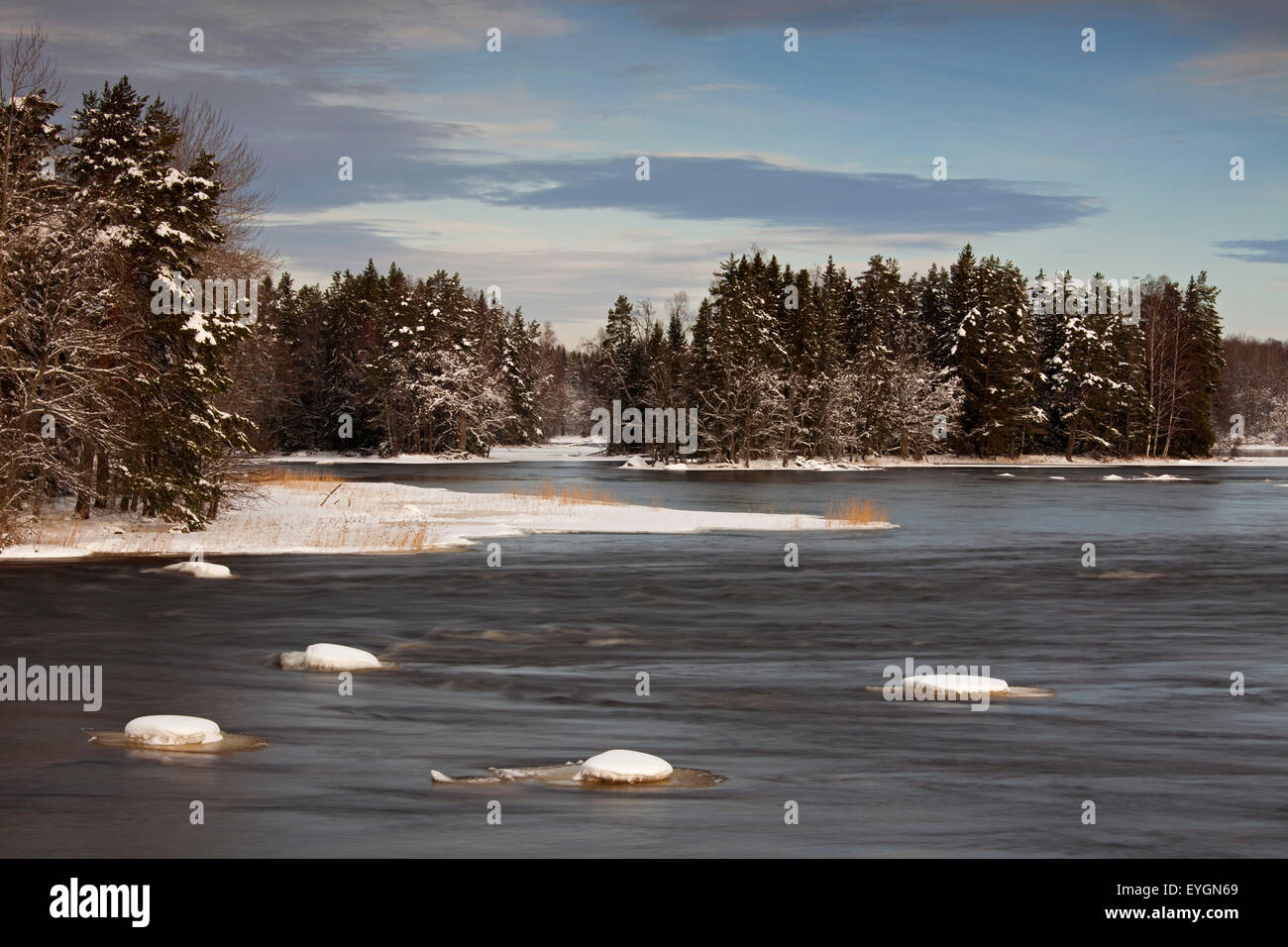 Dal River / Dalälven / Dalaelven en hiver, Färnebofjärden Parc National ...