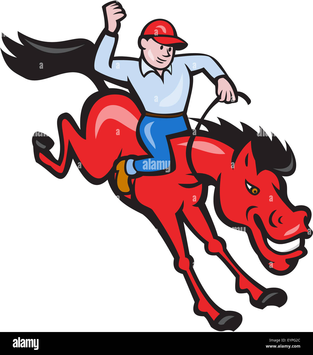 Illustration de rodeo cowboy riding horse set isolées sur fond blanc ...