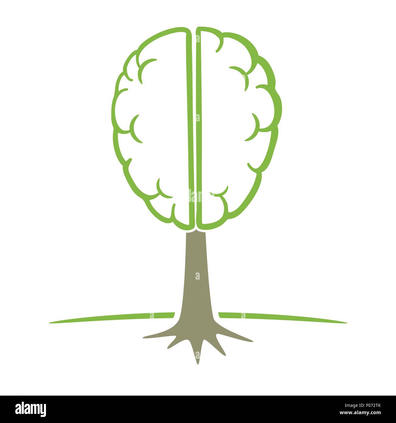 Cerveau humain arbre symbole Think green concept vector illustration ...