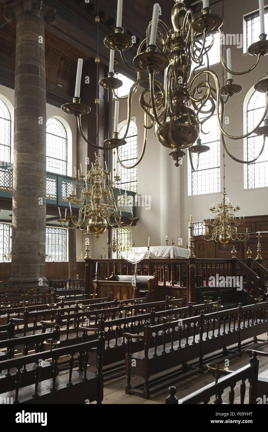 Intérieur de la Synagogue Portugaise, l'Esnoga, Amsterdam, Pays-Bas ...