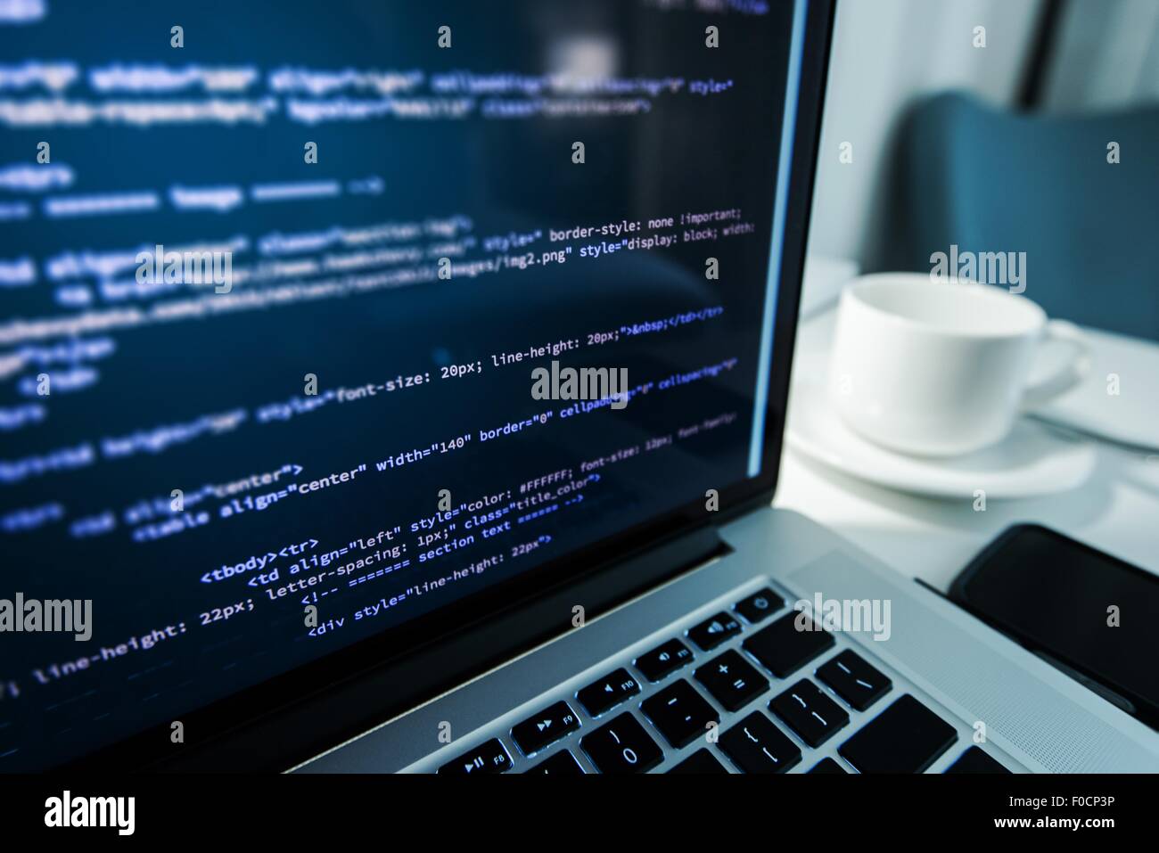 Codage De Site Web Code Html Du Site Web Sur Lécran De Lordinateur Portable Photo Gros Plan