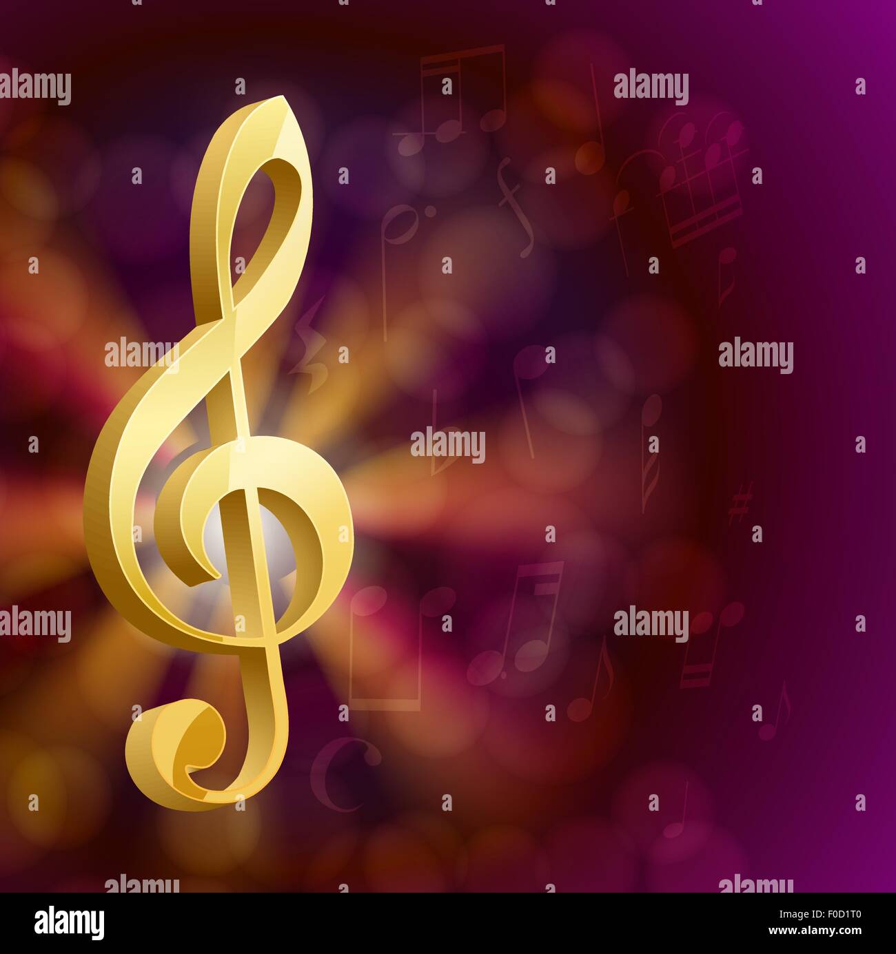 Note de musique dorée Banque d'images vectorielles - Alamy