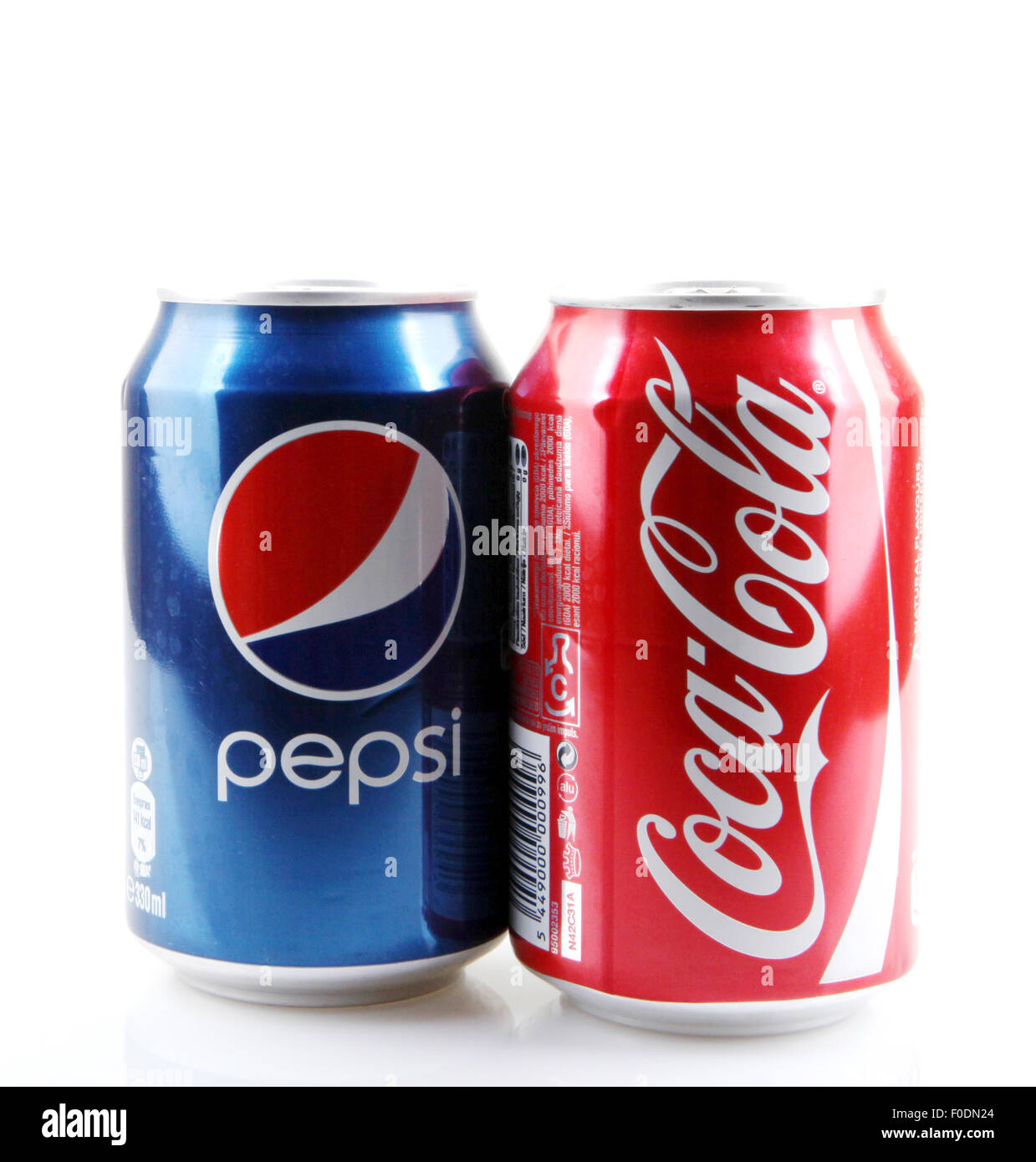 Sofia, Bulgarie - 11 août 2015 : Coca-Cola isolé sur fond blanc. Coca ...