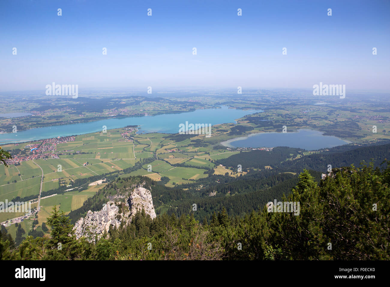 Panorama du lac de Forggensee bavarois Tegelberg, ci-dessus Photo Stock - Alamy