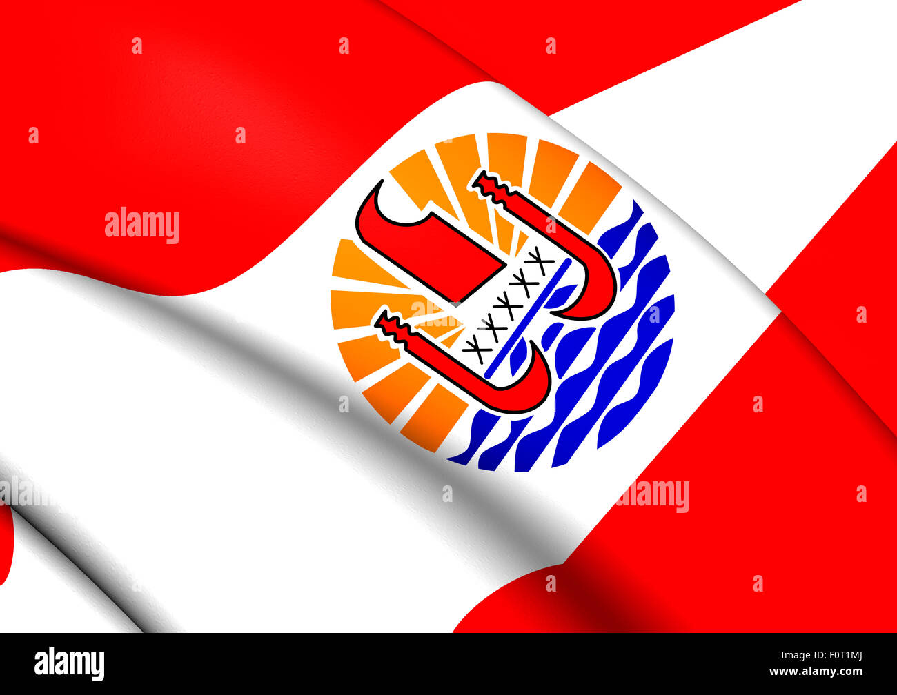 3D Drapeau de la Polynésie française. Close Up Photo Stock - Alamy