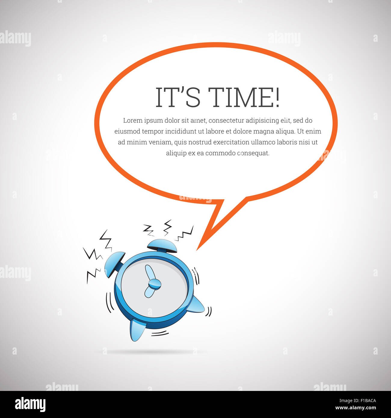 Cartoon Vector illustration d'un réveil éclatant avec talk bubble ...