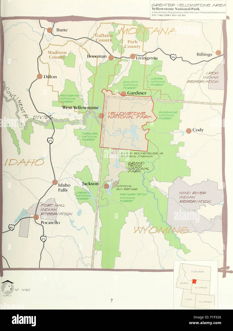 Carte du parc national de yellowstone Banque de photographies et d ...