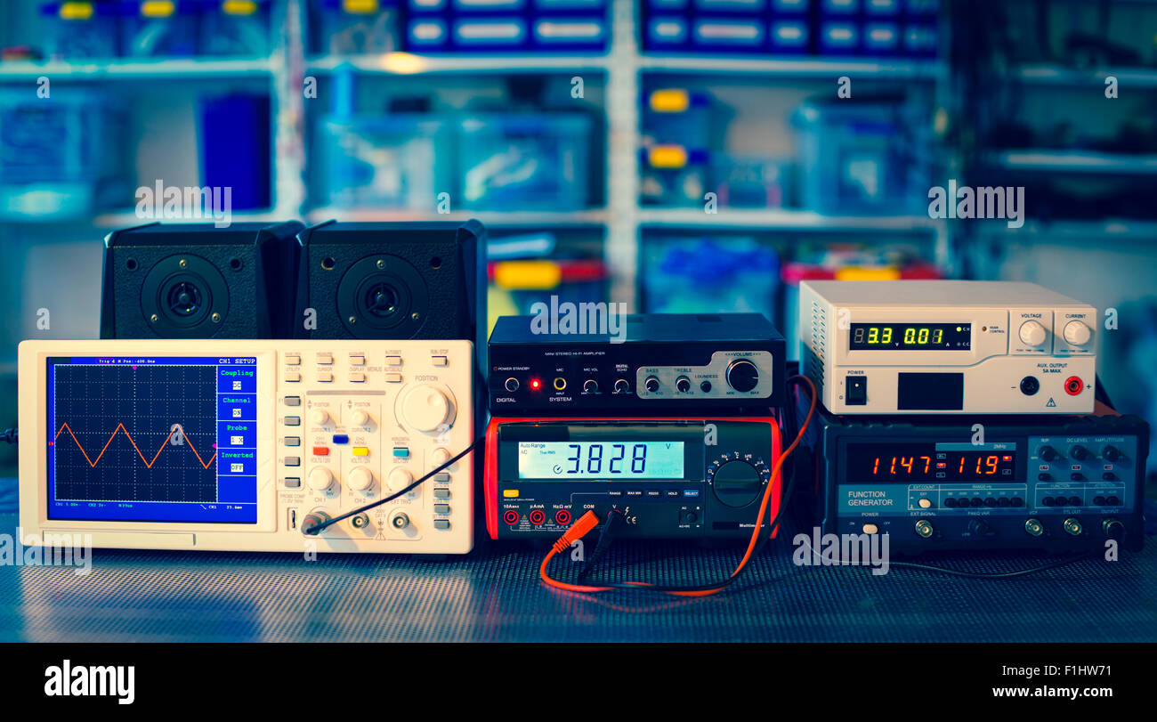 Appareils de mesure dans le laboratoire de physique Photo Stock - Alamy