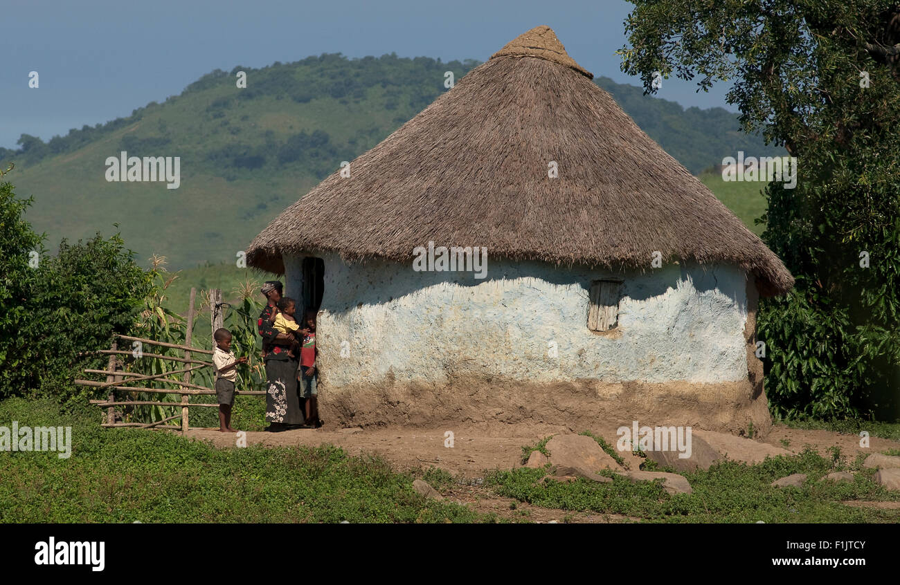Cabane africaine au toit de chaume Banque de photographies et d’images à haute résolution - Alamy