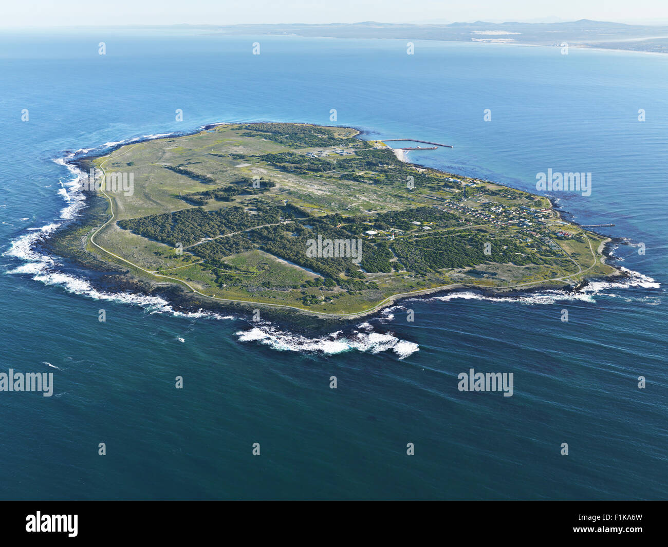 Vue aérienne de l'île de Robben Island, Cape Town, Afrique du Sud Photo ...