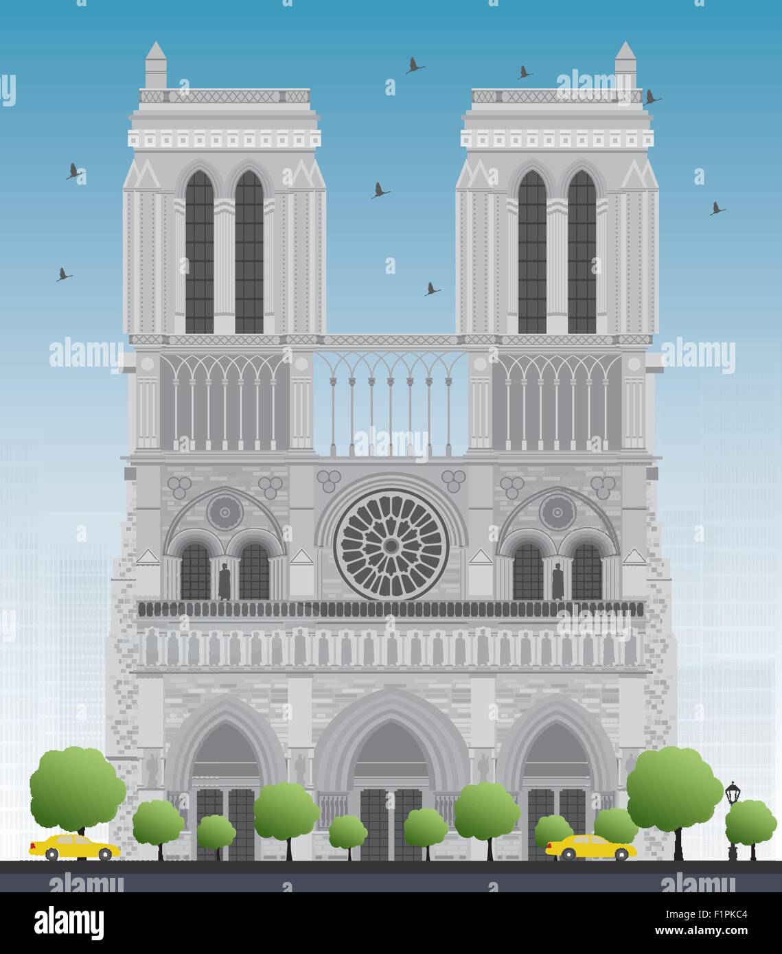 La Cathédrale Notre Dame - Paris. Vector illustration Image Vectorielle ...