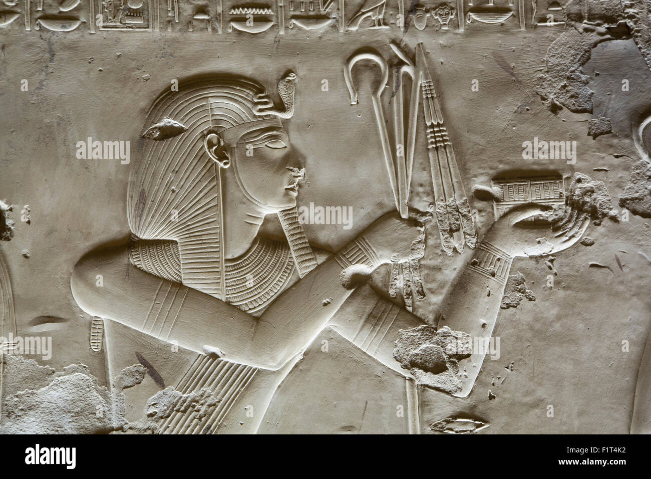 Bas-relief de pharaon Seti I, Temple de Seti I, Abydos, Egypte, Afrique ...