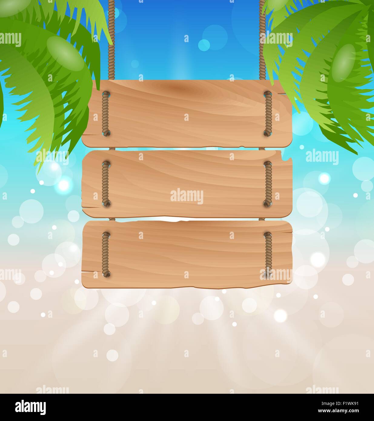 Pancarte en bois on tropical beach Image Vectorielle Stock - Alamy